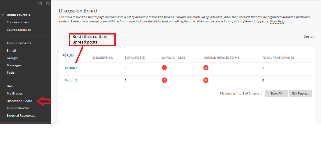 How to View Forums and Threads in the Discussion Board? – AUC Learning ...