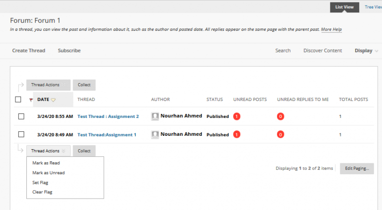 How to View Forums and Threads in the Discussion Board? – AUC Learning ...