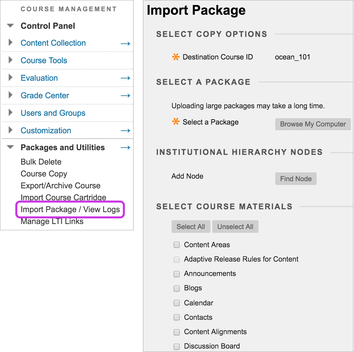How To Restore Your Backed Up Course To An Existing Course AUC Learning Management Systems