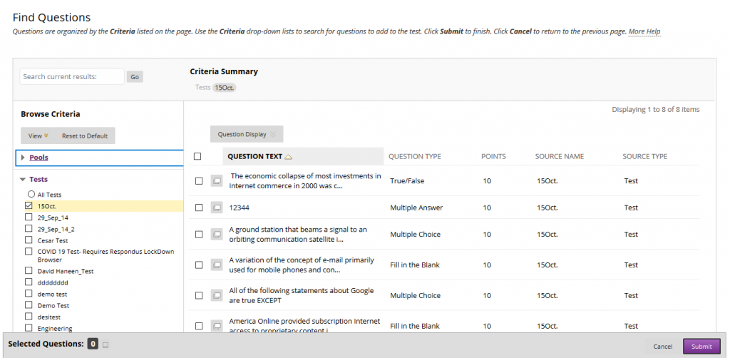 How to Create a Question Pool From Existing Tests? – AUC Learning ...