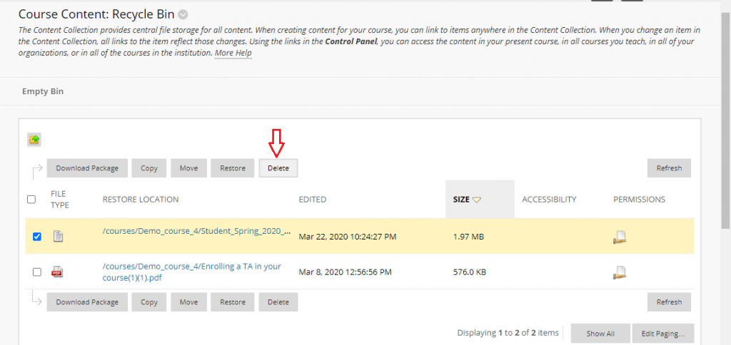How to Filter Course File Storage Area? – AUC Learning Management Systems